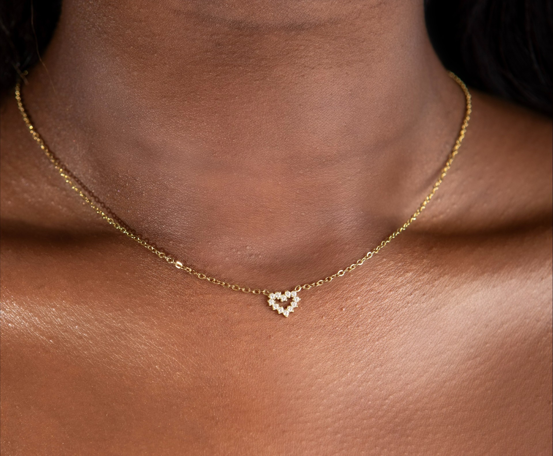 Dainty Heart Necklace | Gold Chain with CZ Heart Pendant